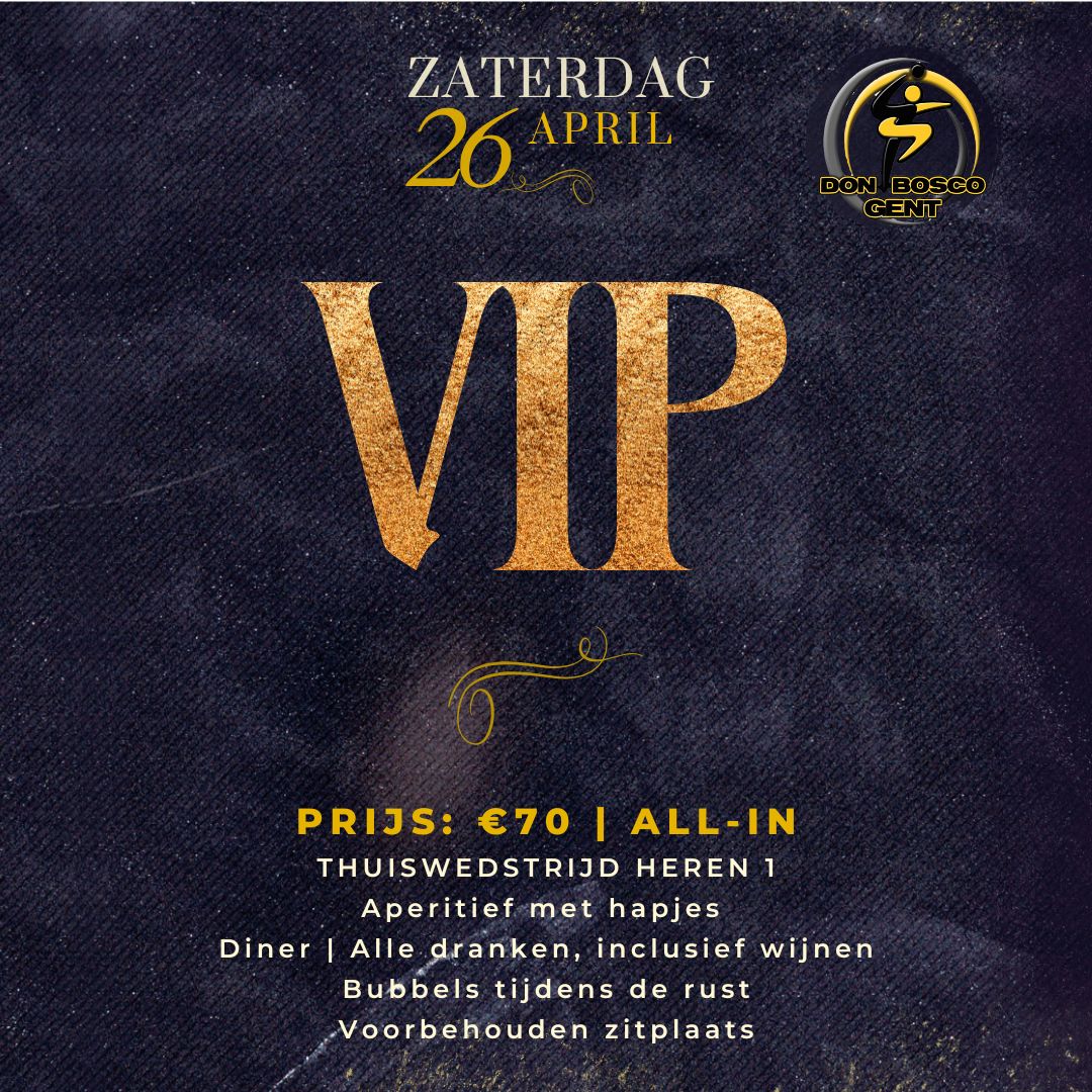 Uitnodiging VIP-avond, zaterdag 26 april 2025 – Handbalteam Don Bosco Gent